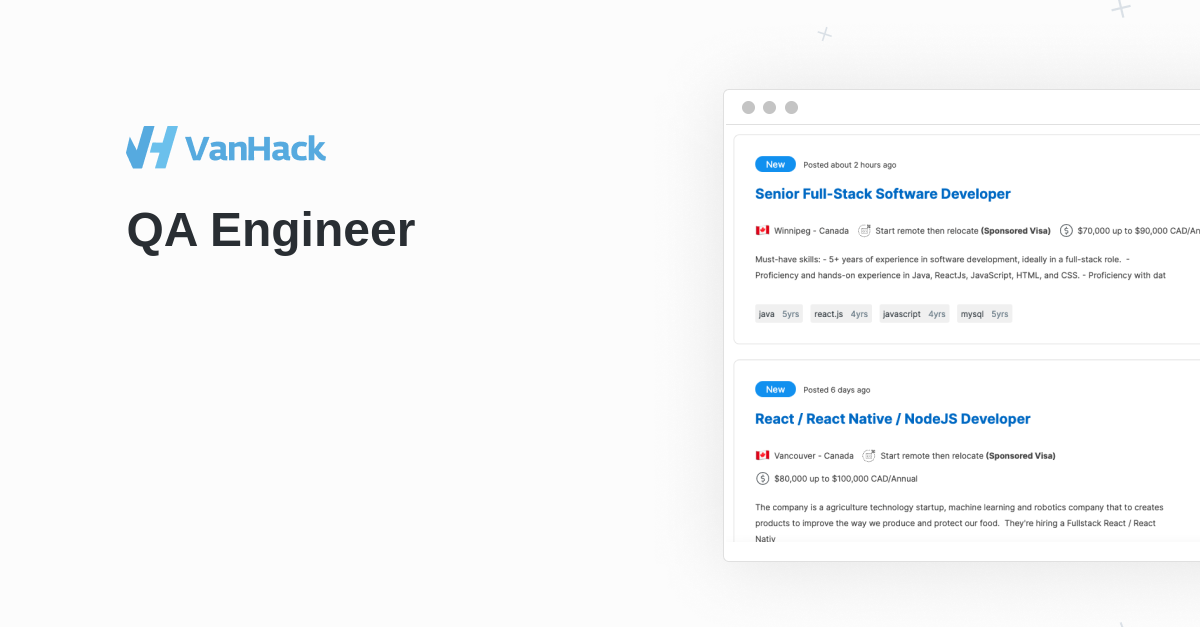 QA Engineer - VanHack